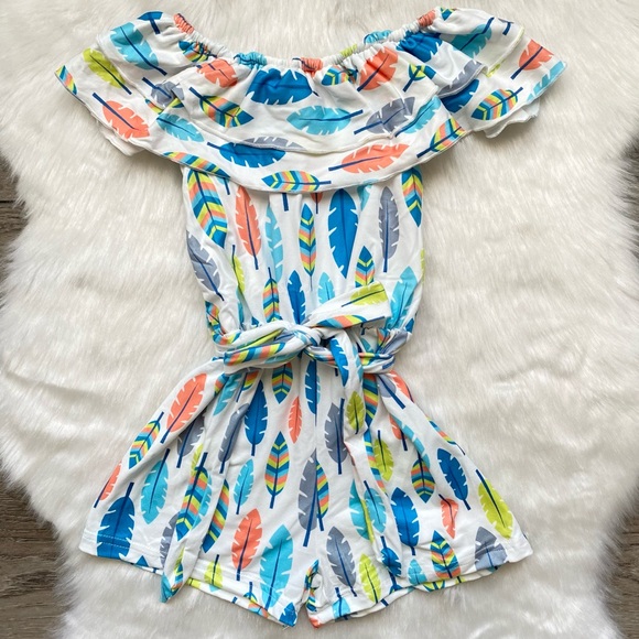 Matching Sets | Girl Boutique Feather Romper | Poshmark